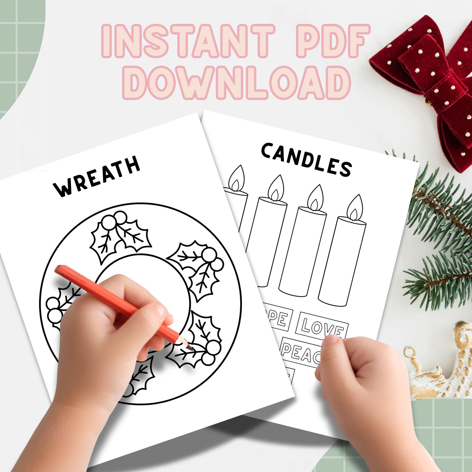 Printable Advent Wreath Craft for Kids, Religious Christmas Paper Craft ...