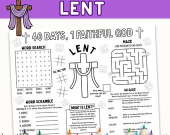 Lent Activity Sheet Kids Coloring Craft Bible Quote Catholic Sunday ...