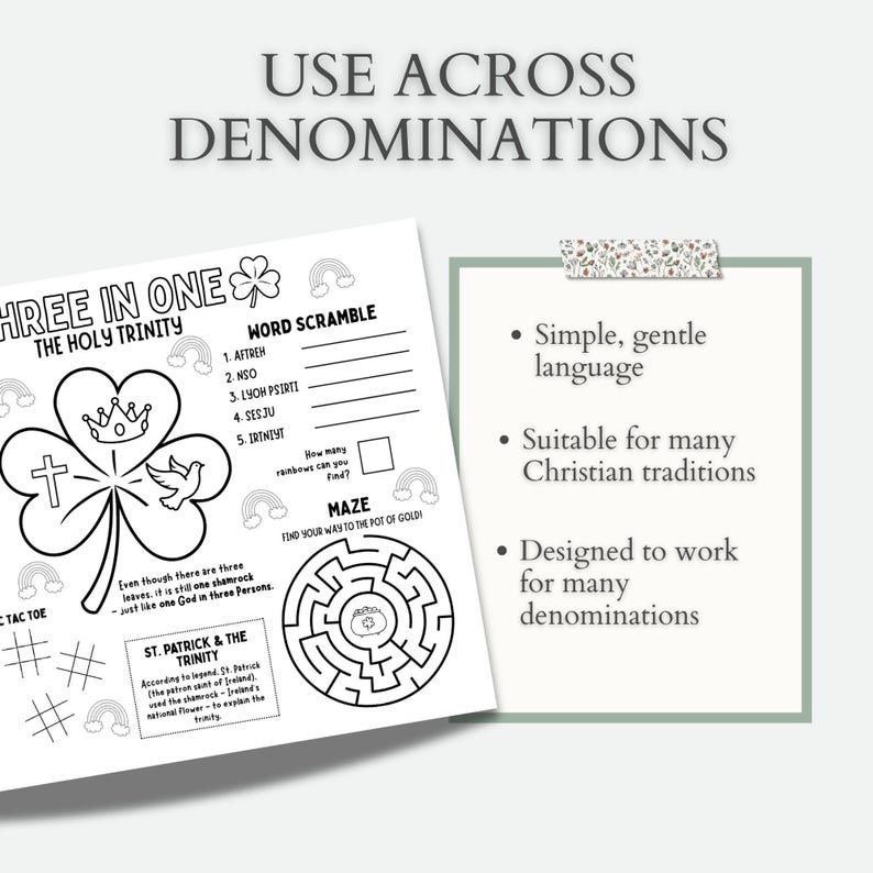 Printable Christian St Patrick's Day Activity Placemat – Holy Trinity ...