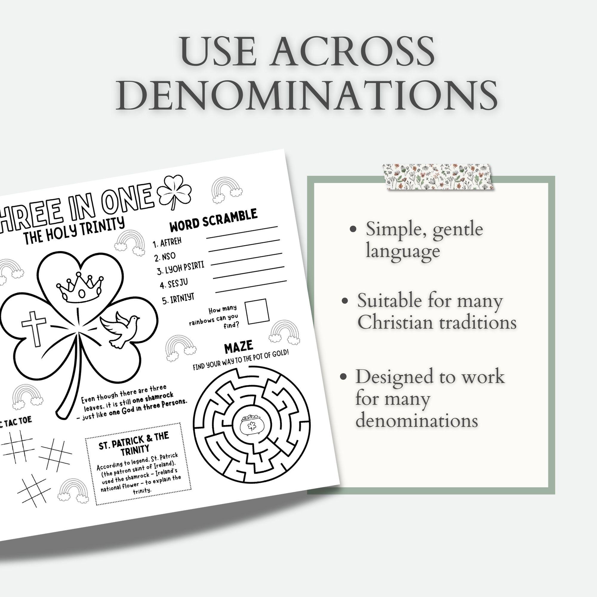 Printable Christian St Patrick's Day Activity Placemat – Holy Trinity ...