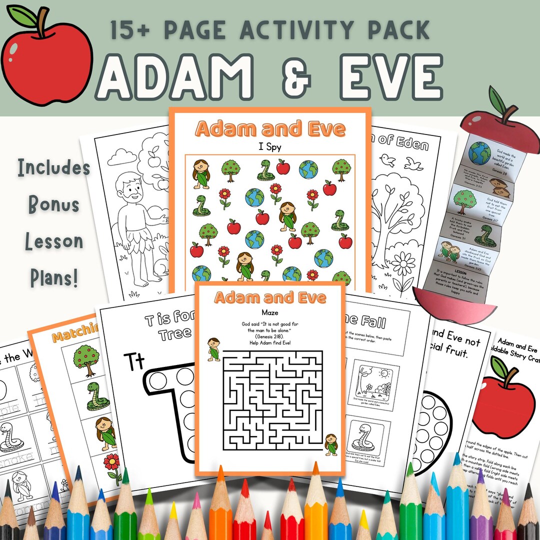Adam & Eve Bible Activity Pack for Kids | Christian Preschool ...
