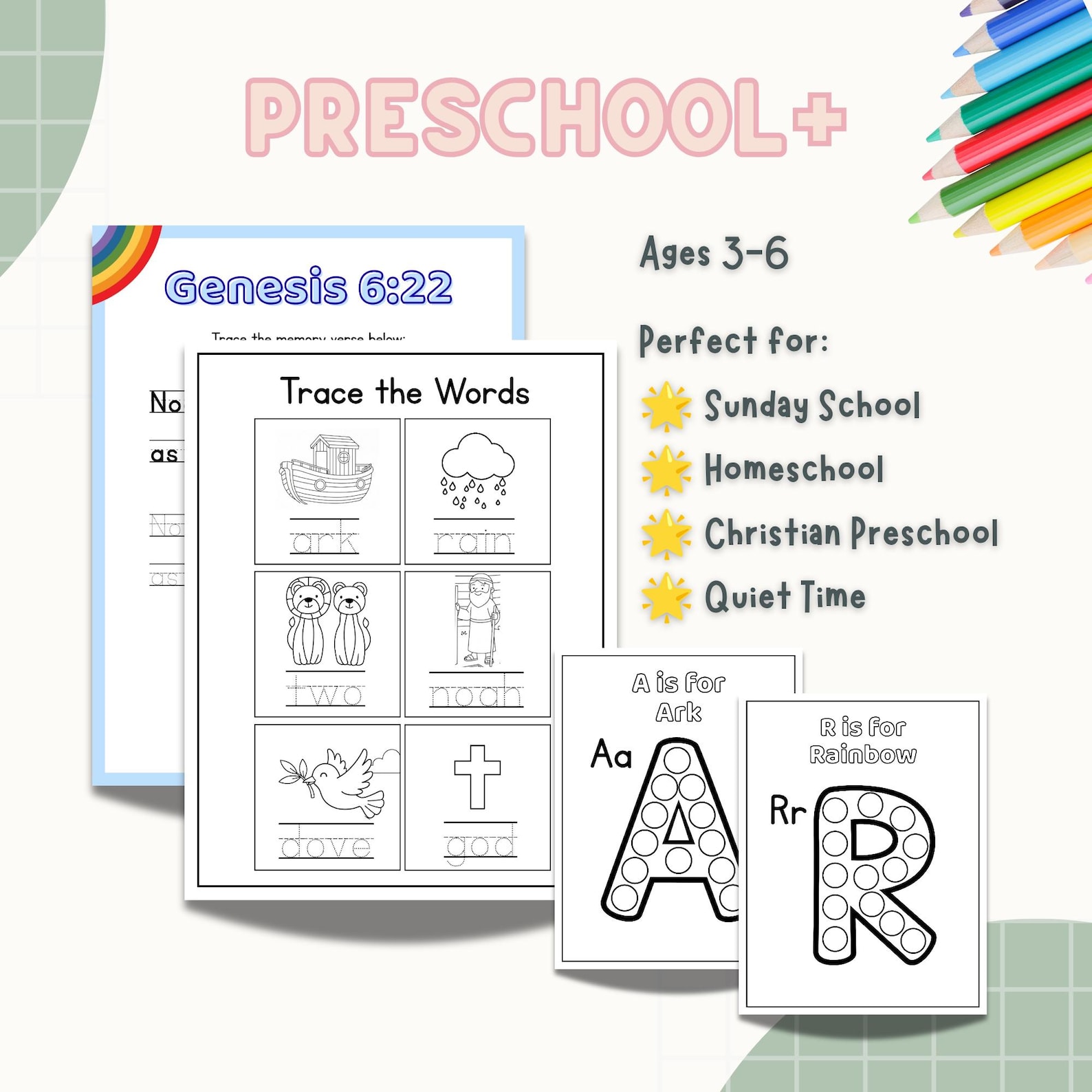 Noah's Ark Printable Activity Pack | 15+ Page Bible Lesson | Craft ...