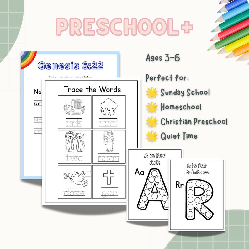 Noah's Ark Printable Activity Pack | 15+ Page Bible Lesson | Craft ...