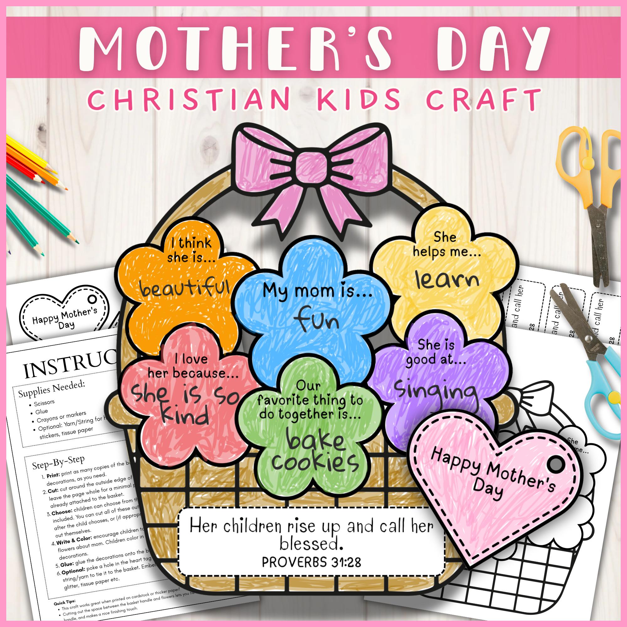 Christian Mother's Day Flower Craft for Kids - Printable Proverbs 31:28 ...