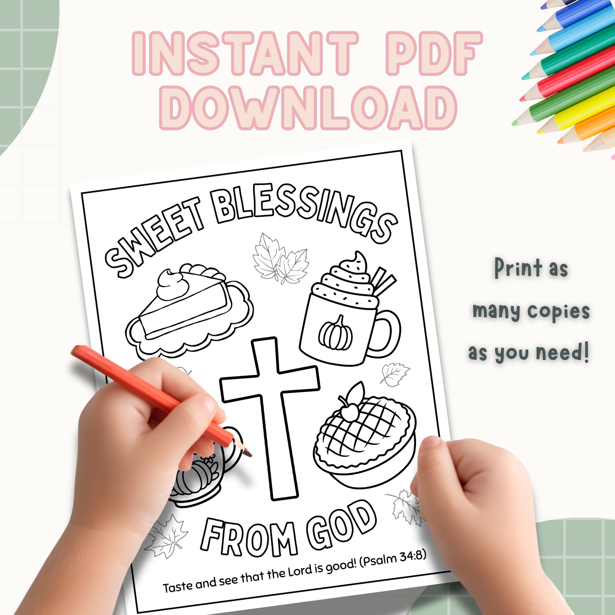 Thanksgiving Coloring Page | Sweet Blessings From God (PDF) - Etsy