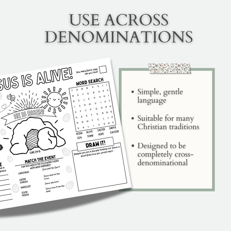 Printable Resurrection Sunday Easter Activity Placemat – He is Risen ...