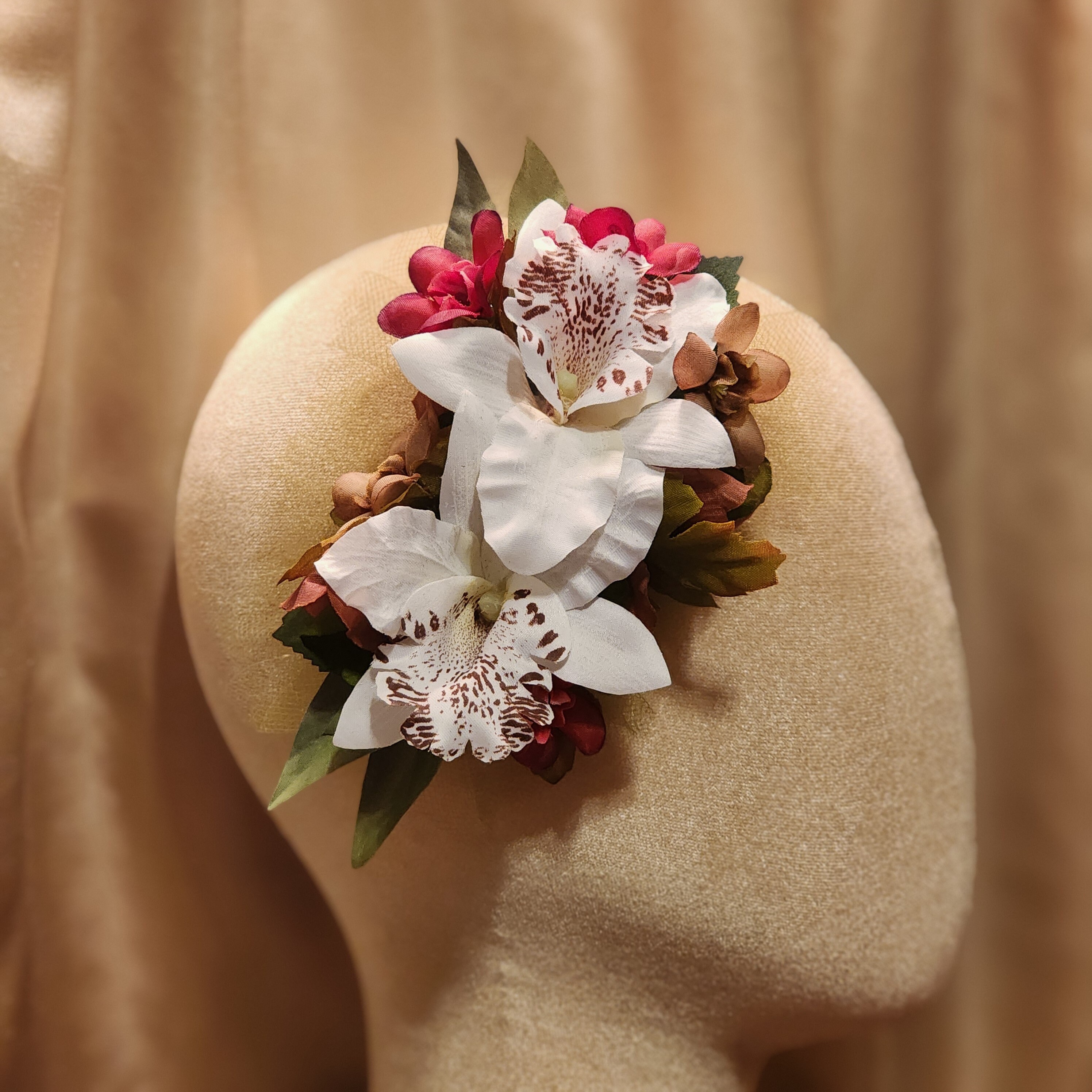 Tropical Hair Flower Clip Tiki Hawaiian White Orchids, Red and White ...