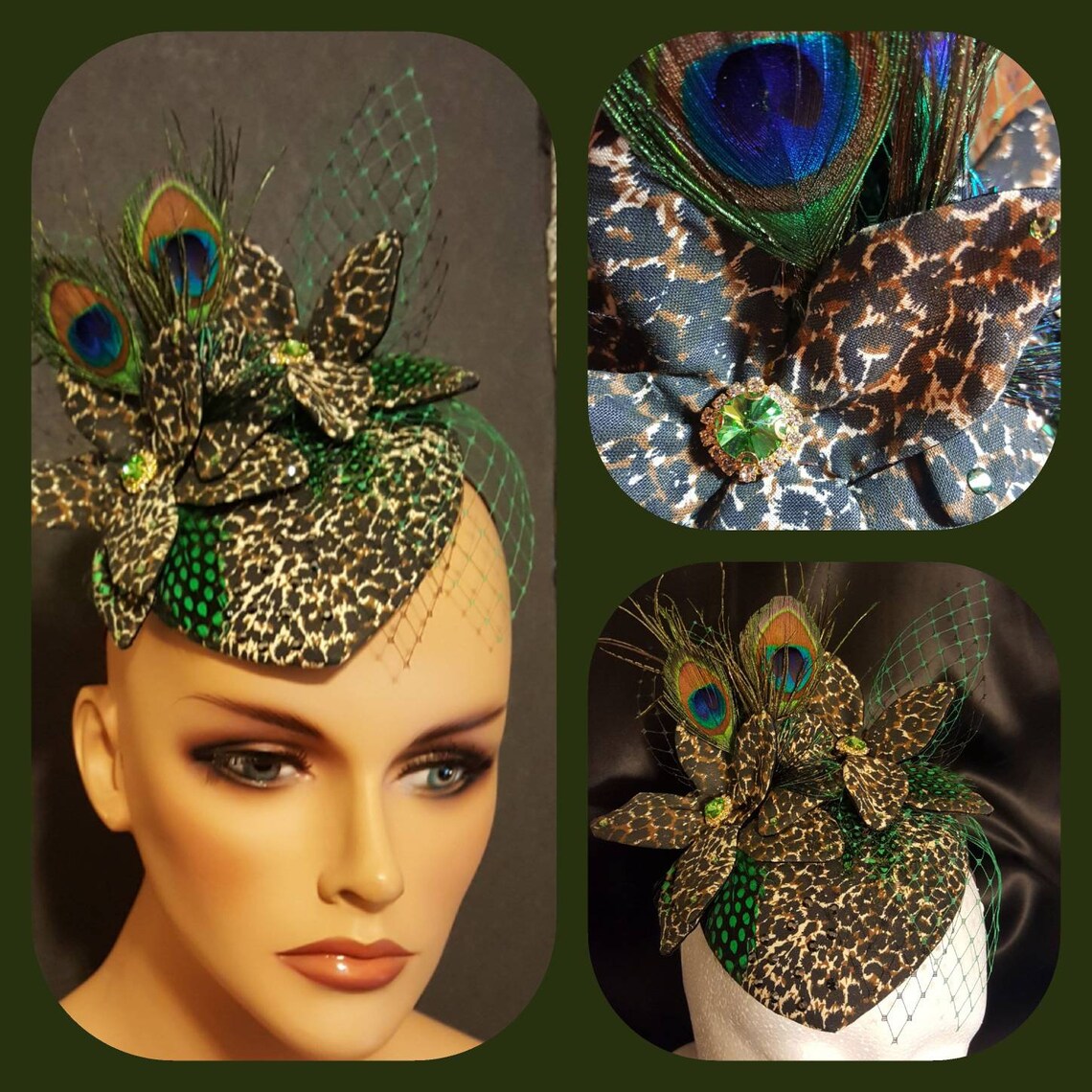 Leopard Feather Teardrop Hat Formal Hat Fascinator Cocktail - Etsy