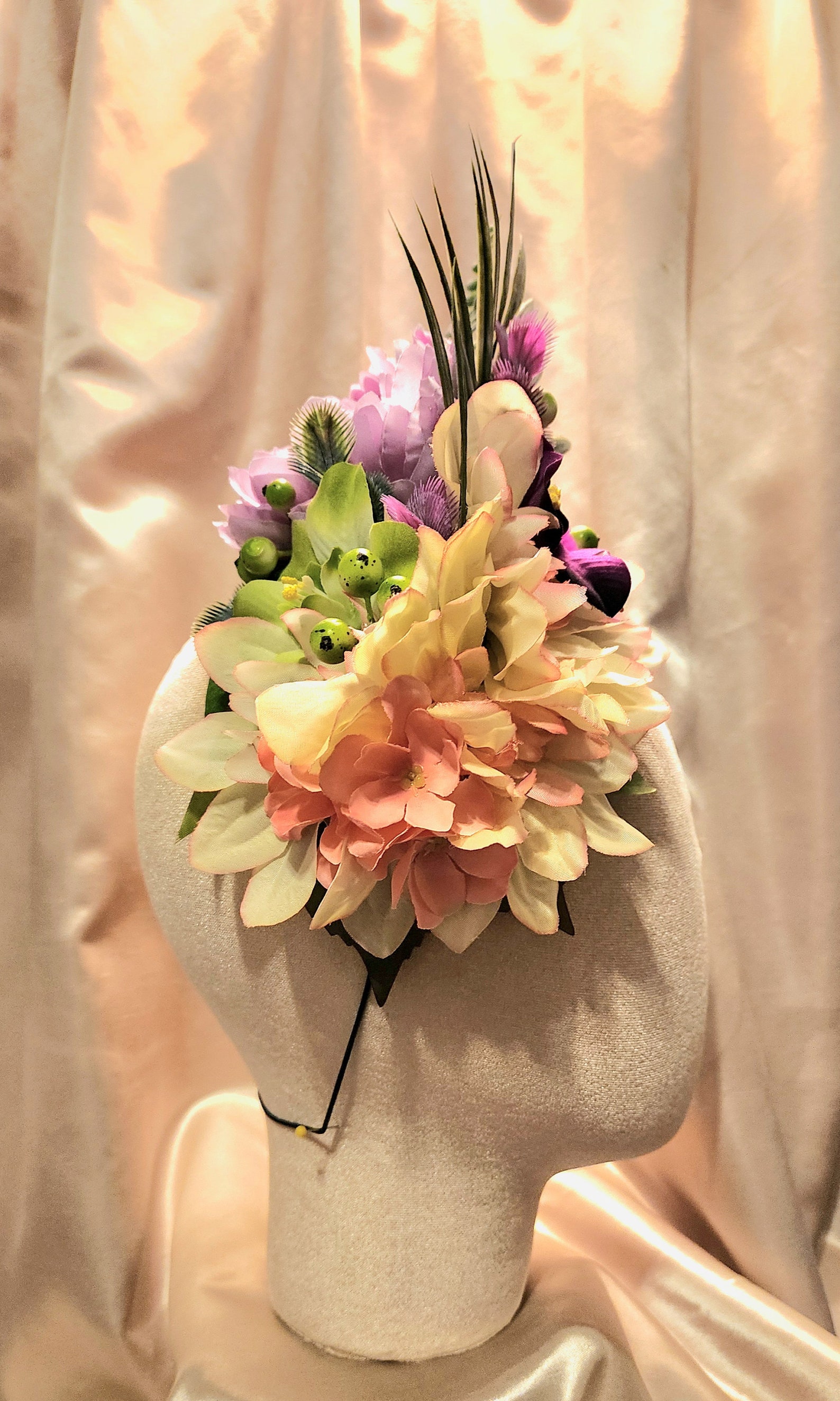 Tropical Headpiece, Comb With Hat Elastic,tiki Oasis, Tropical ...