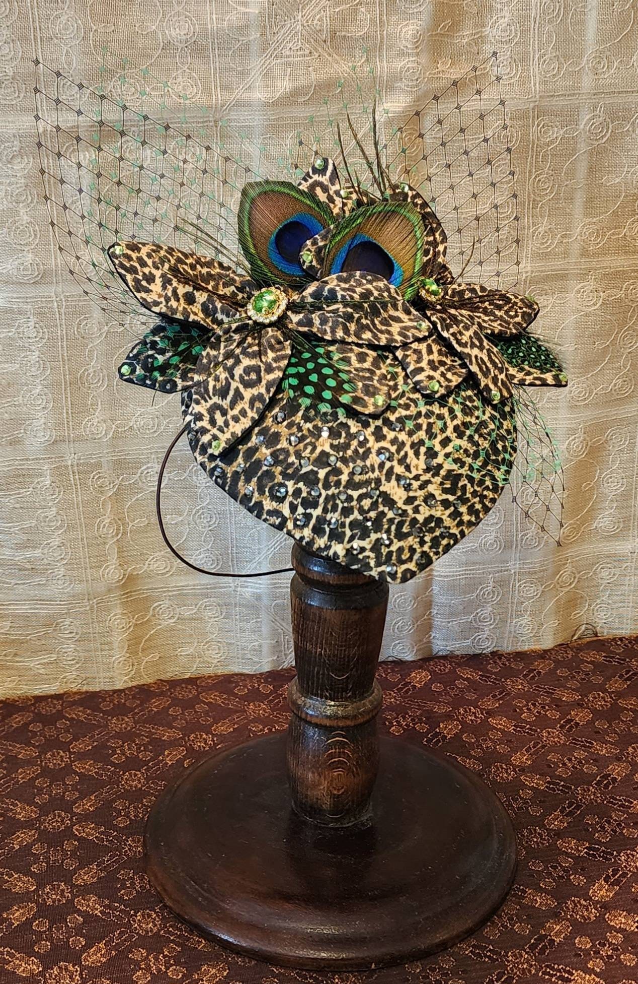 Leopard Feather Teardrop Hat Formal Hat Fascinator Cocktail - Etsy