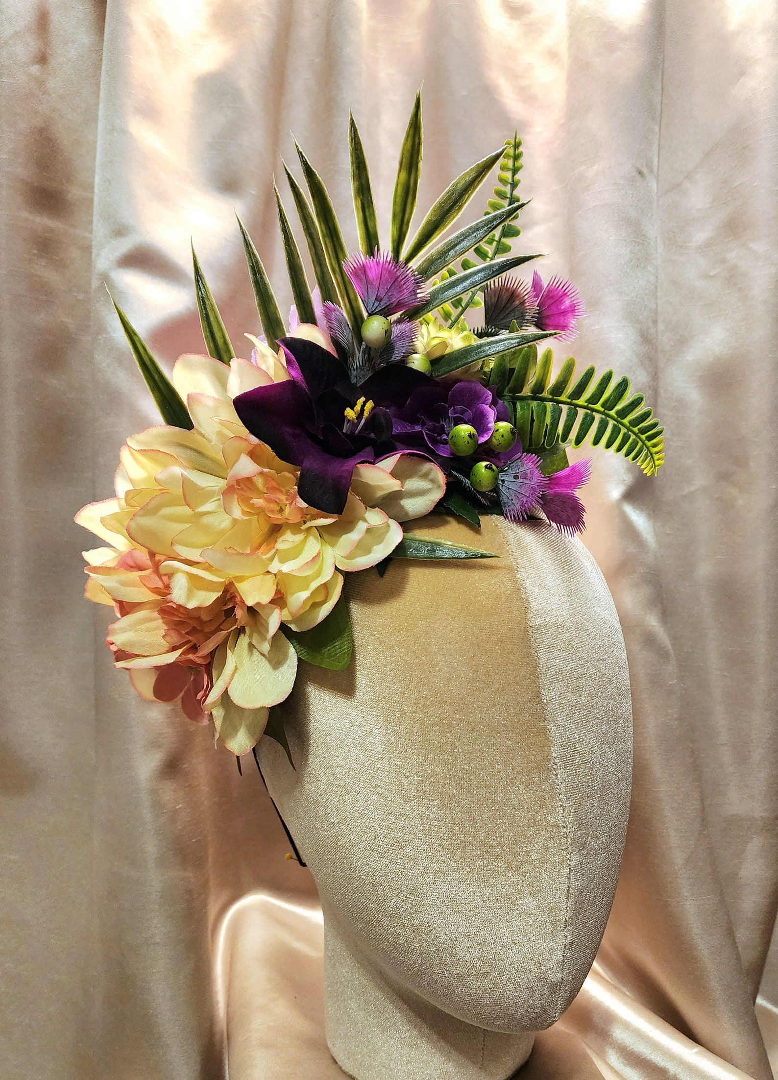 Tropical Headpiece, Comb With Hat Elastic,tiki Oasis, Tropical ...