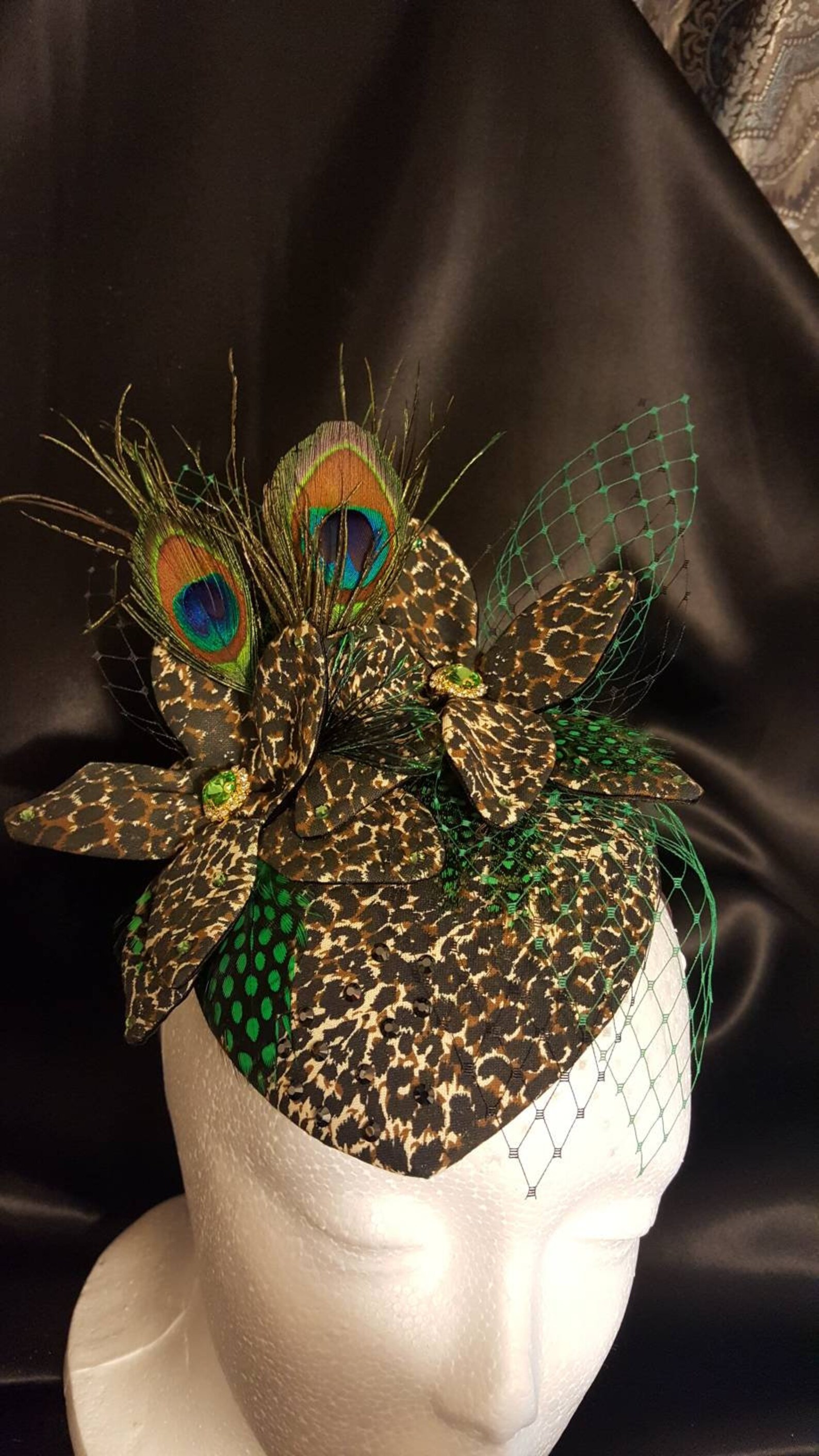 Leopard Feather Teardrop Hat Formal Hat Fascinator Cocktail - Etsy