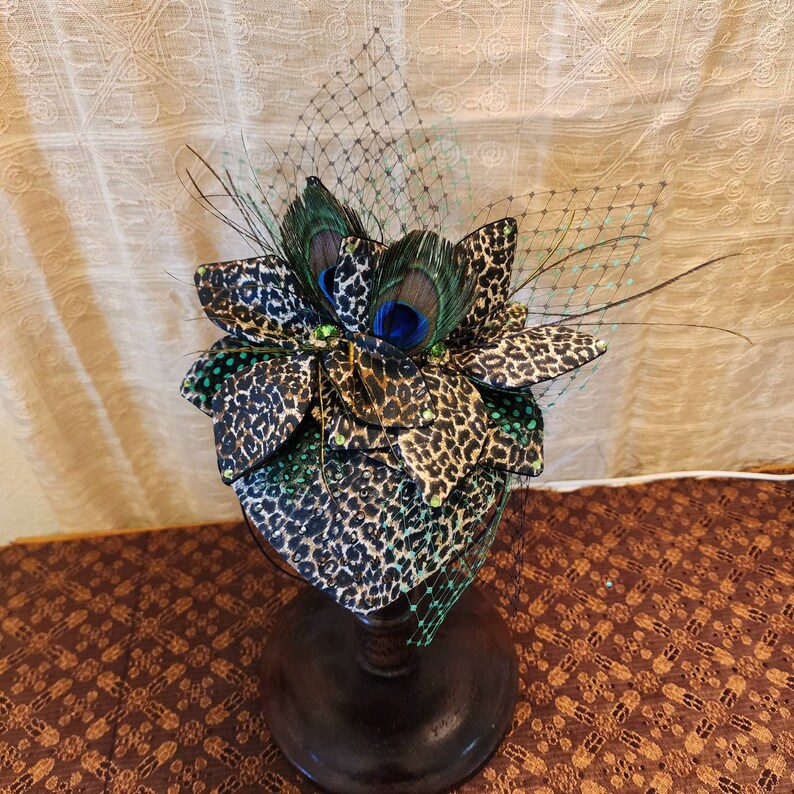 Leopard Feather Teardrop Hat Formal Hat Fascinator Cocktail - Etsy
