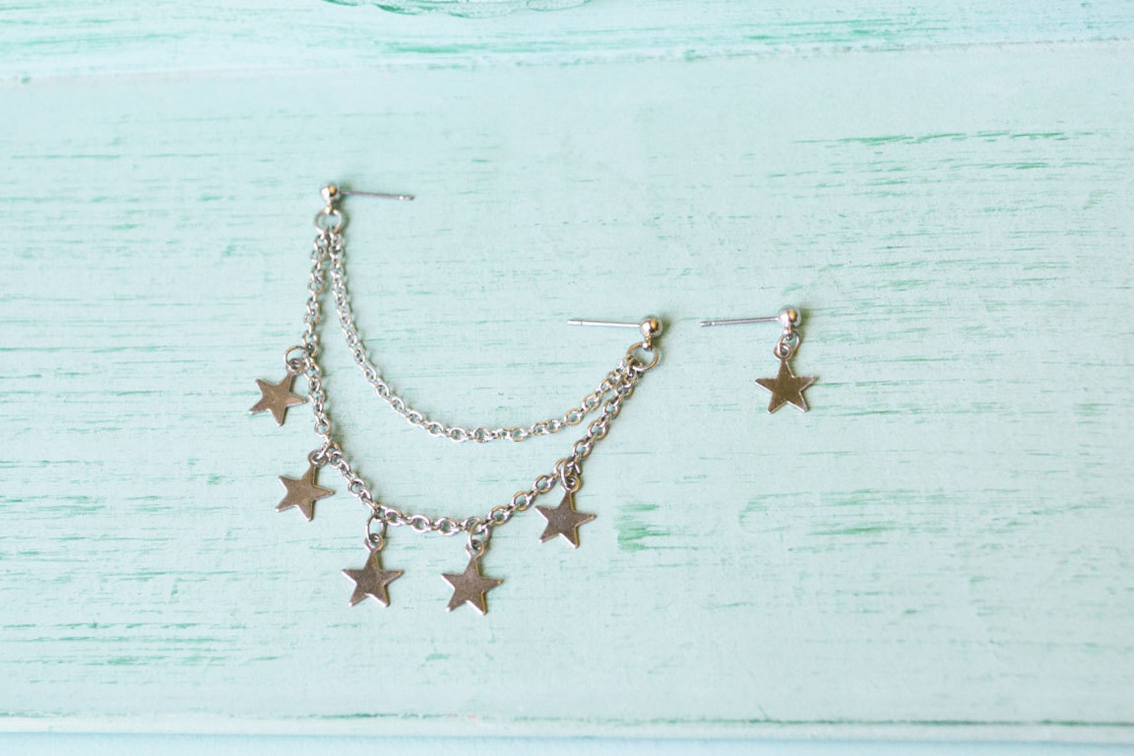 Dangling Star Double Pierce Cartilage Earring - Etsy
