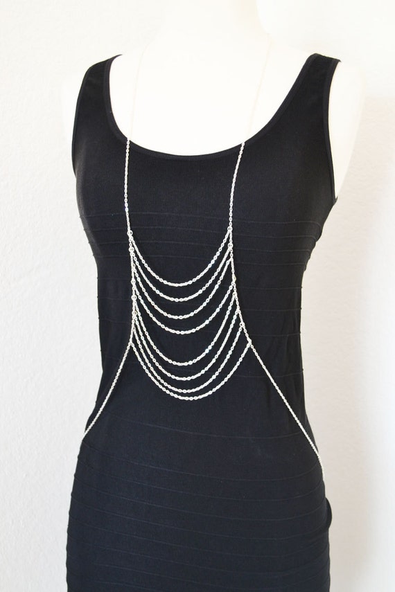Silver Body Chain Harness Boho Summer Body Jewelry | Etsy
