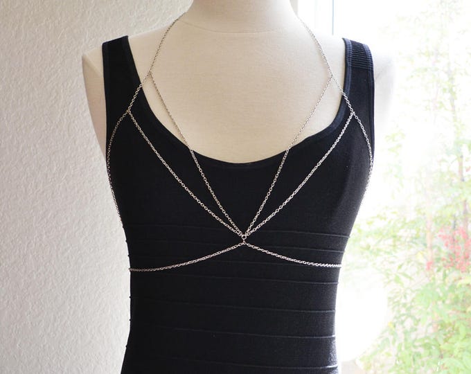 Silver Geometric Body Chain Bralette - Etsy
