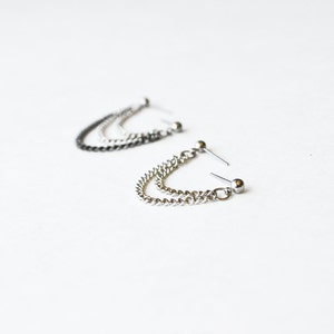 Silver and Black Chains Cartilage Lobe Double Pierce Earrings (set of 2 ...