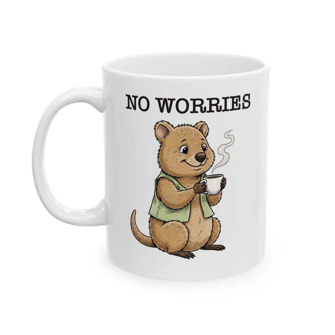 No Worries Wombat Mug | Cute Aussie Animal Coffee Cup | Funny ...