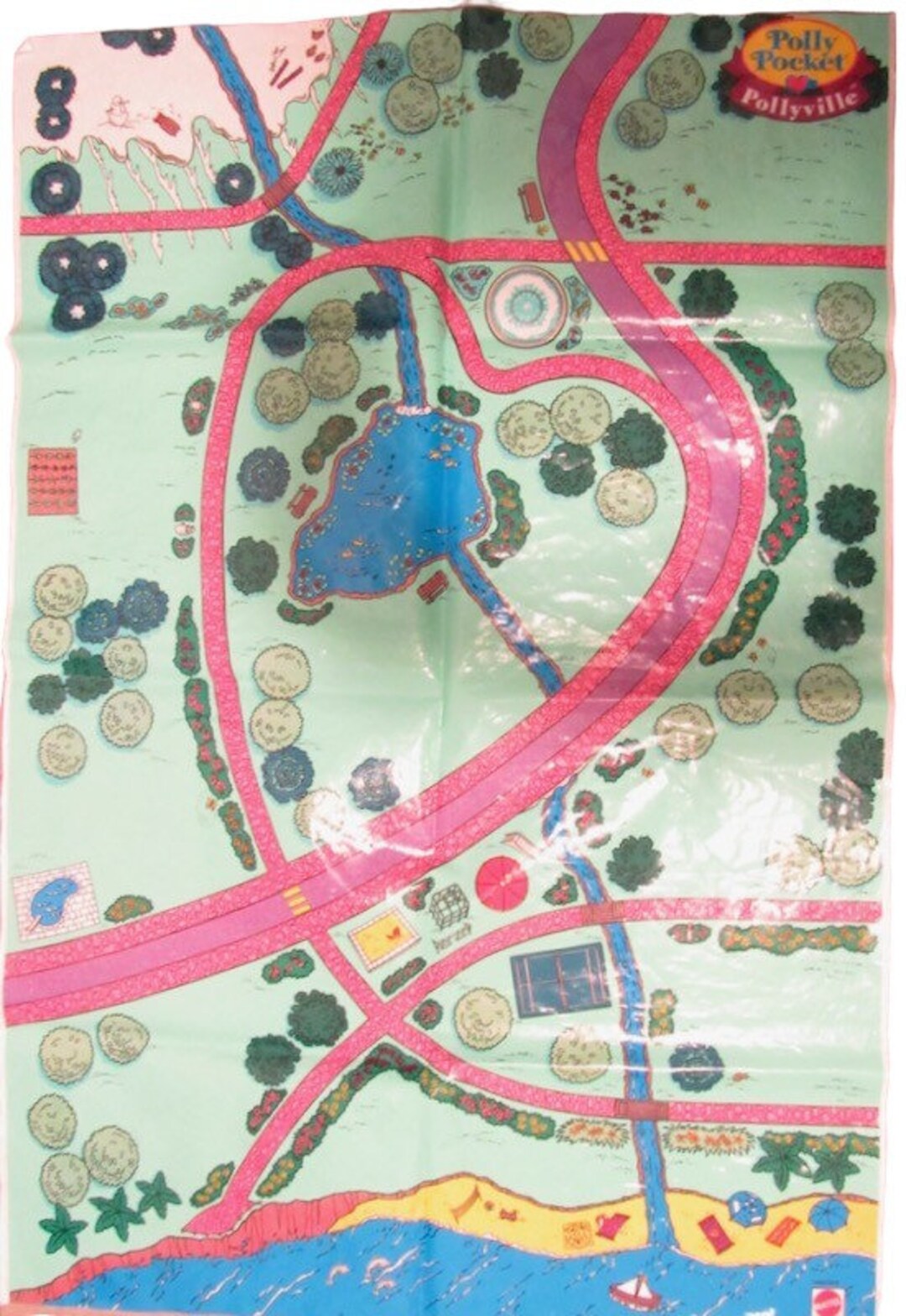 1993 Polly Pocket Pockets Vintage Pollyville Mat Map Bluebird Toys ...