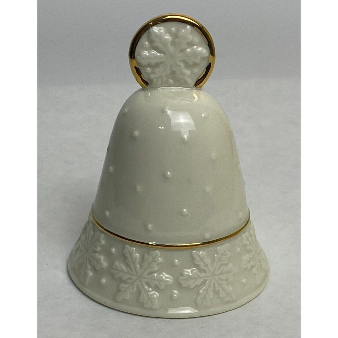 Vintage Lenox Snowflake Bell 3.5" Gold Accents Cream Porcelain Holiday ...