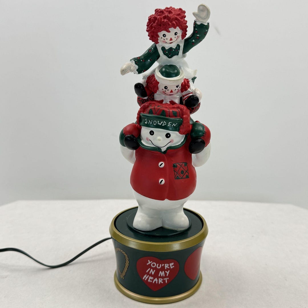 Vintage 1998 Mr Christmas Raggedy Ann & Andy Snowden Twirling Table Top ...
