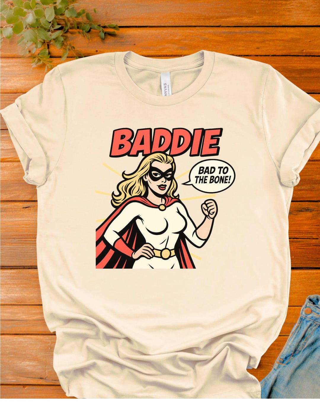 Baddie T-shirt - Retro Comic Female Superhero - Empowering Gift for ...