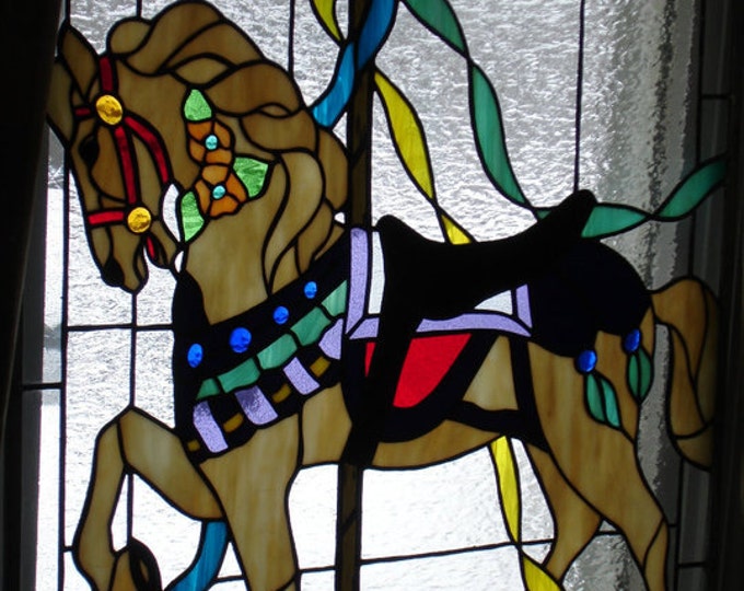 Carousel Horse Stained Glass Window - Etsy