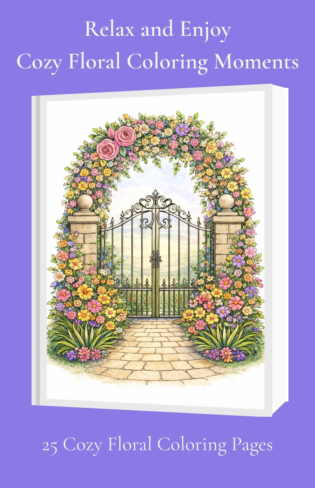 Floral Coloring Book, Relaxing Flower Pages, Printable Garden Art ...
