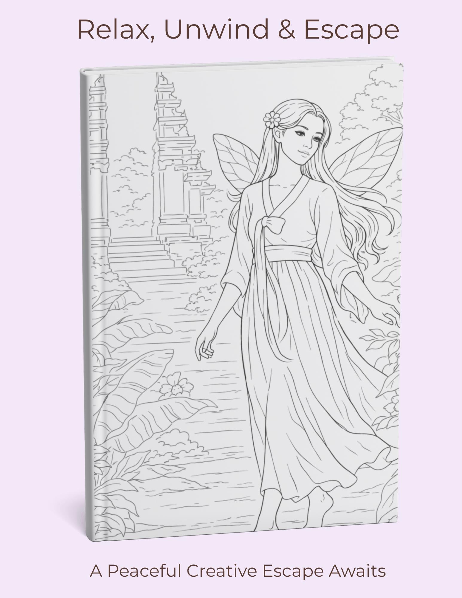 Fairy Coloring Book Printable PDF 30 Pages Fantasy Relaxation Adult - Etsy