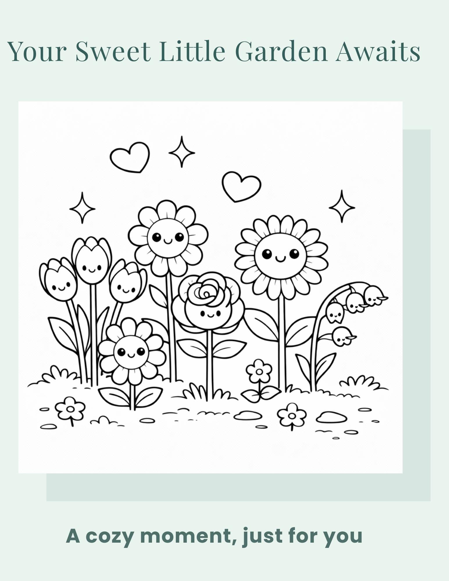 Printable Kawaii Flower Coloring Book PDF, 35 Page Relaxing Coloring ...
