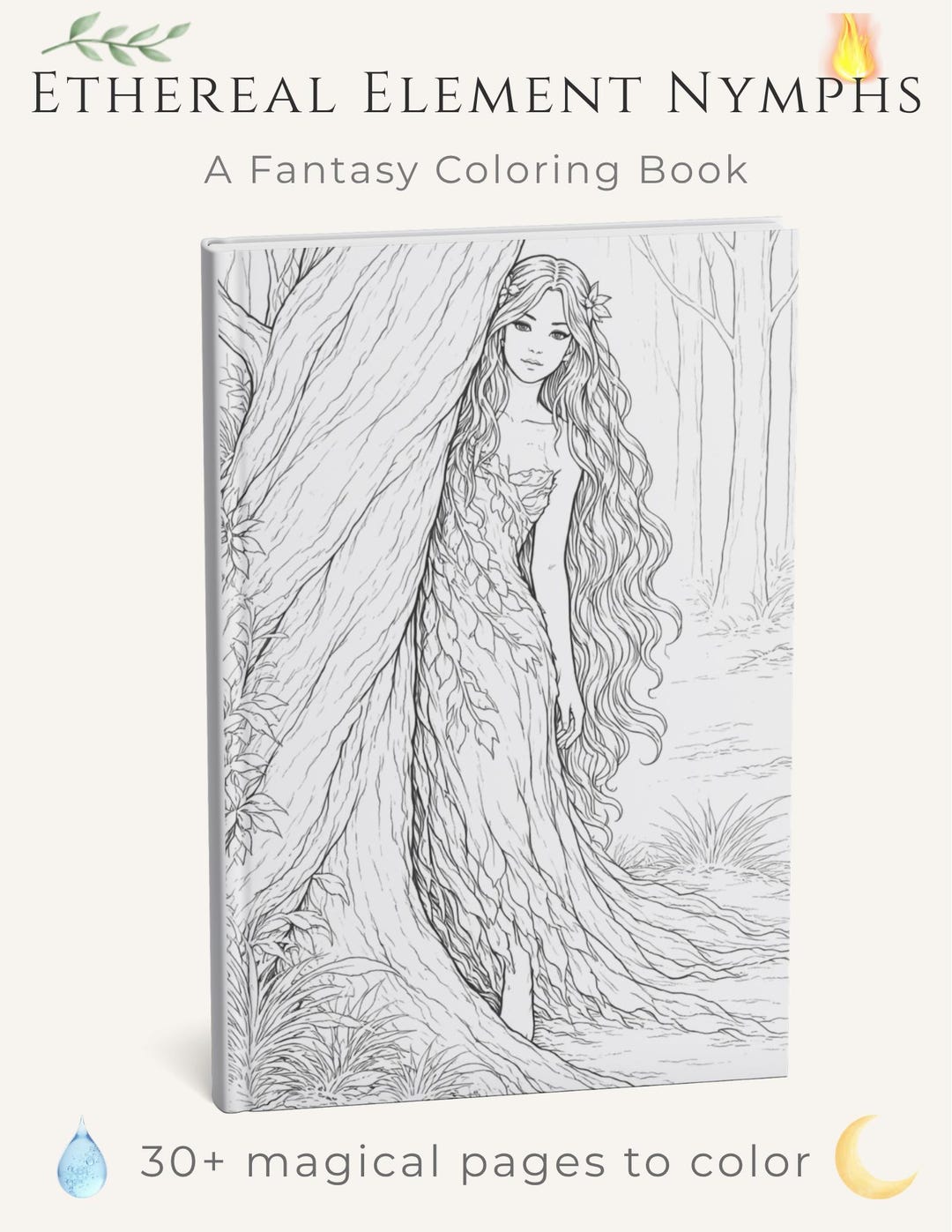 Ethereal Element Nymphs Coloring Book Printable PDF Fantasy Adult ...