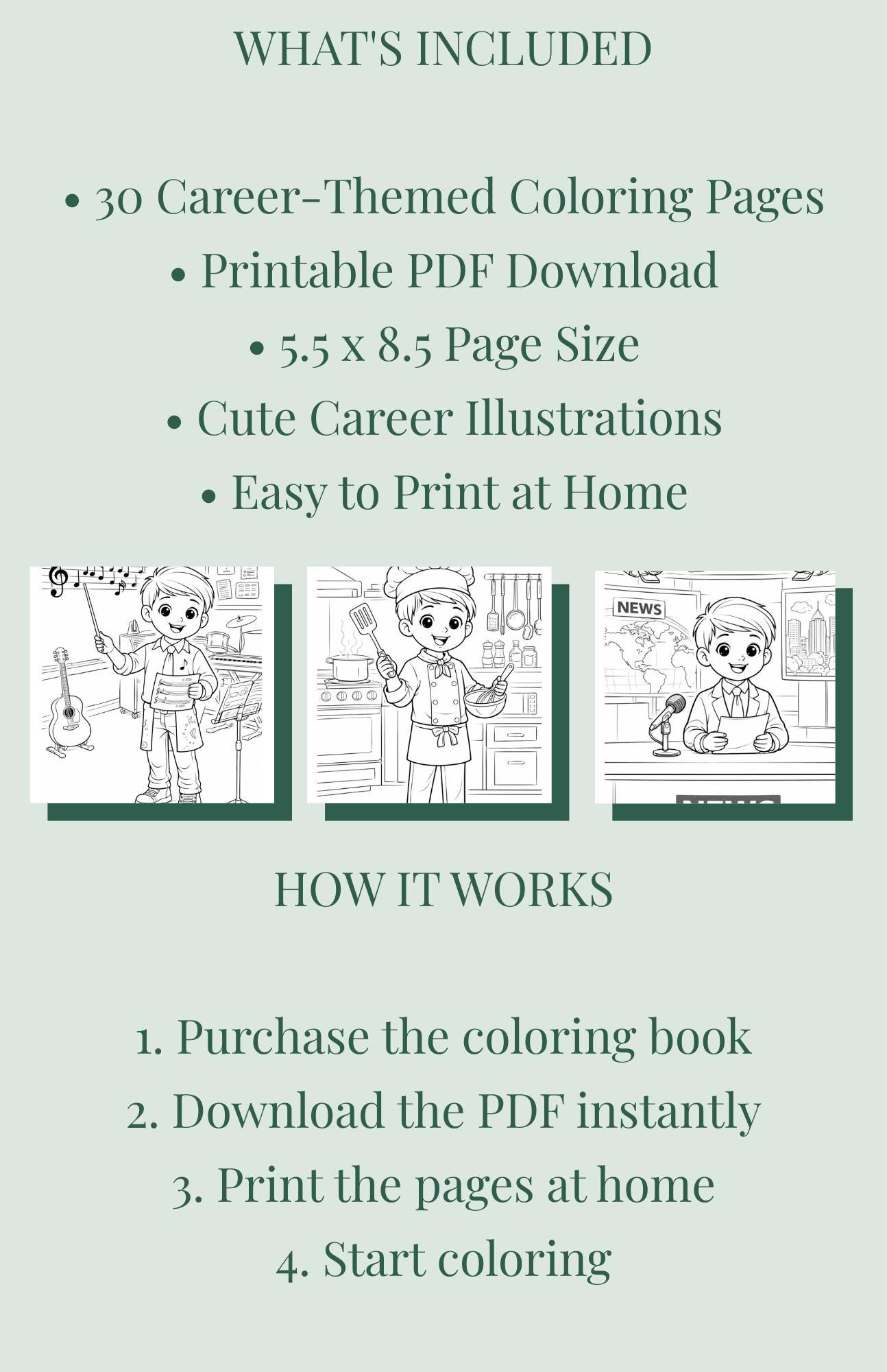 Career Coloring Book for Kids | 30 Fun Jobs | Printable PDF Coloring ...
