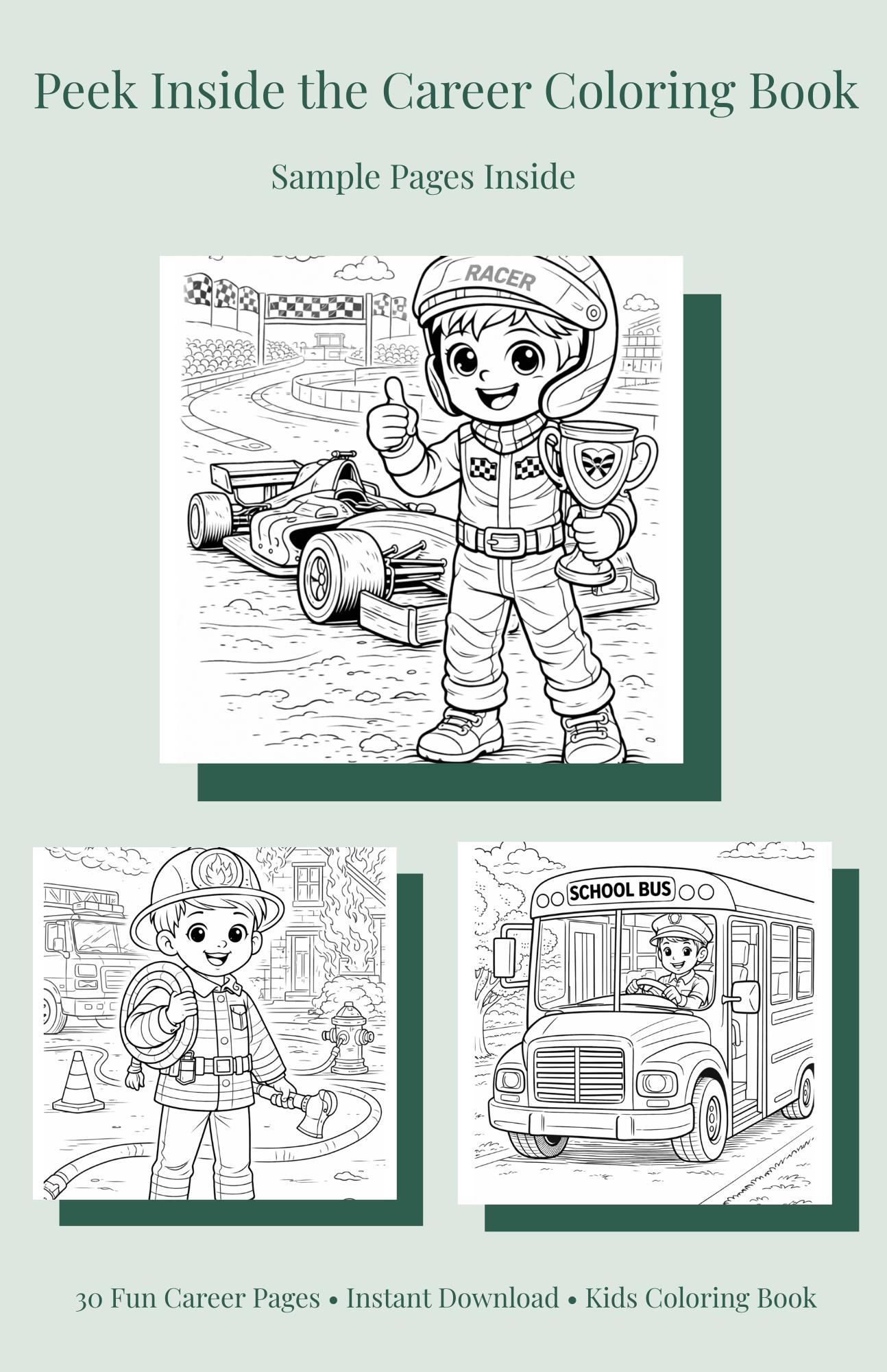 Career Coloring Book for Kids | 30 Fun Jobs | Printable PDF Coloring ...