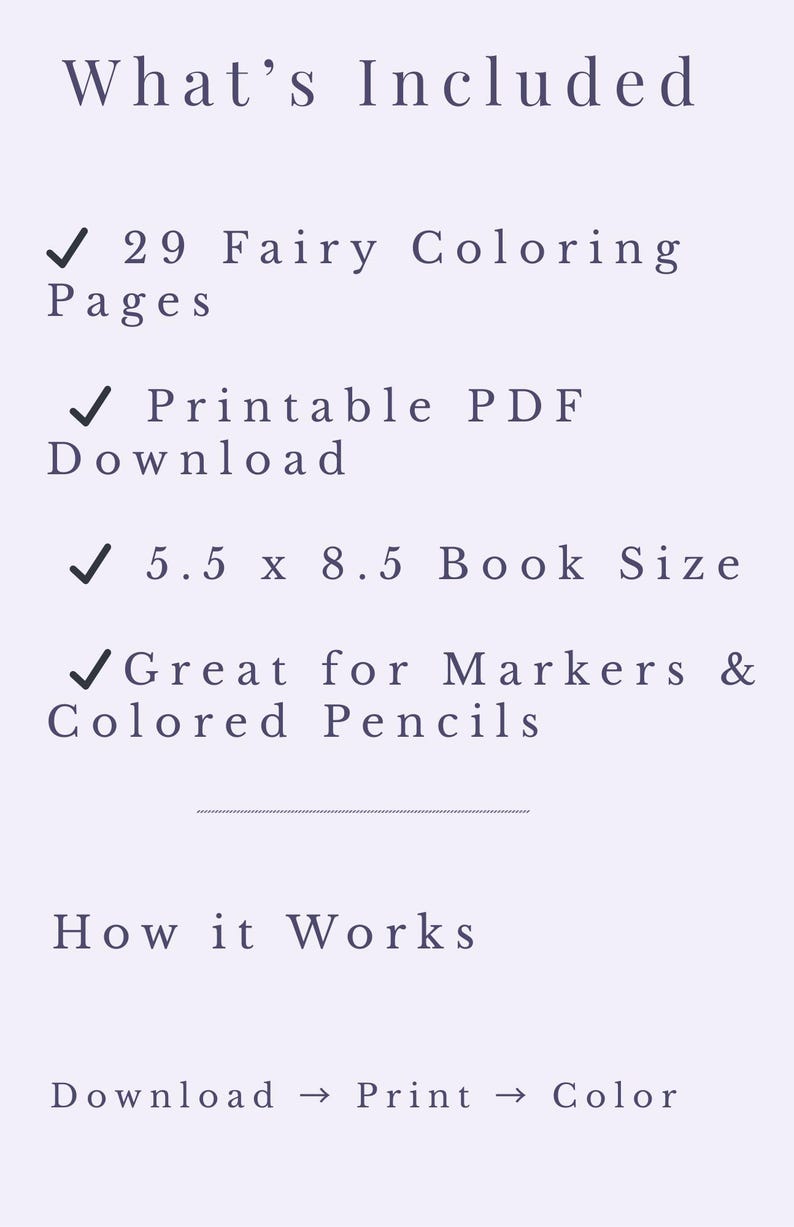 Fairy Coloring Pages Printable PDF | Whimsical Fantasy Coloring Book - Etsy