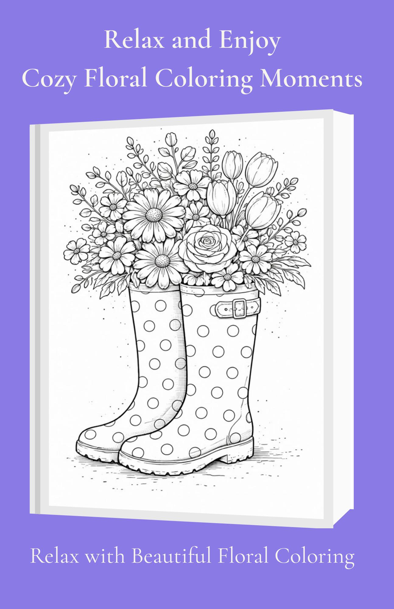 Floral Coloring Book, Relaxing Flower Pages, Printable Garden Art ...