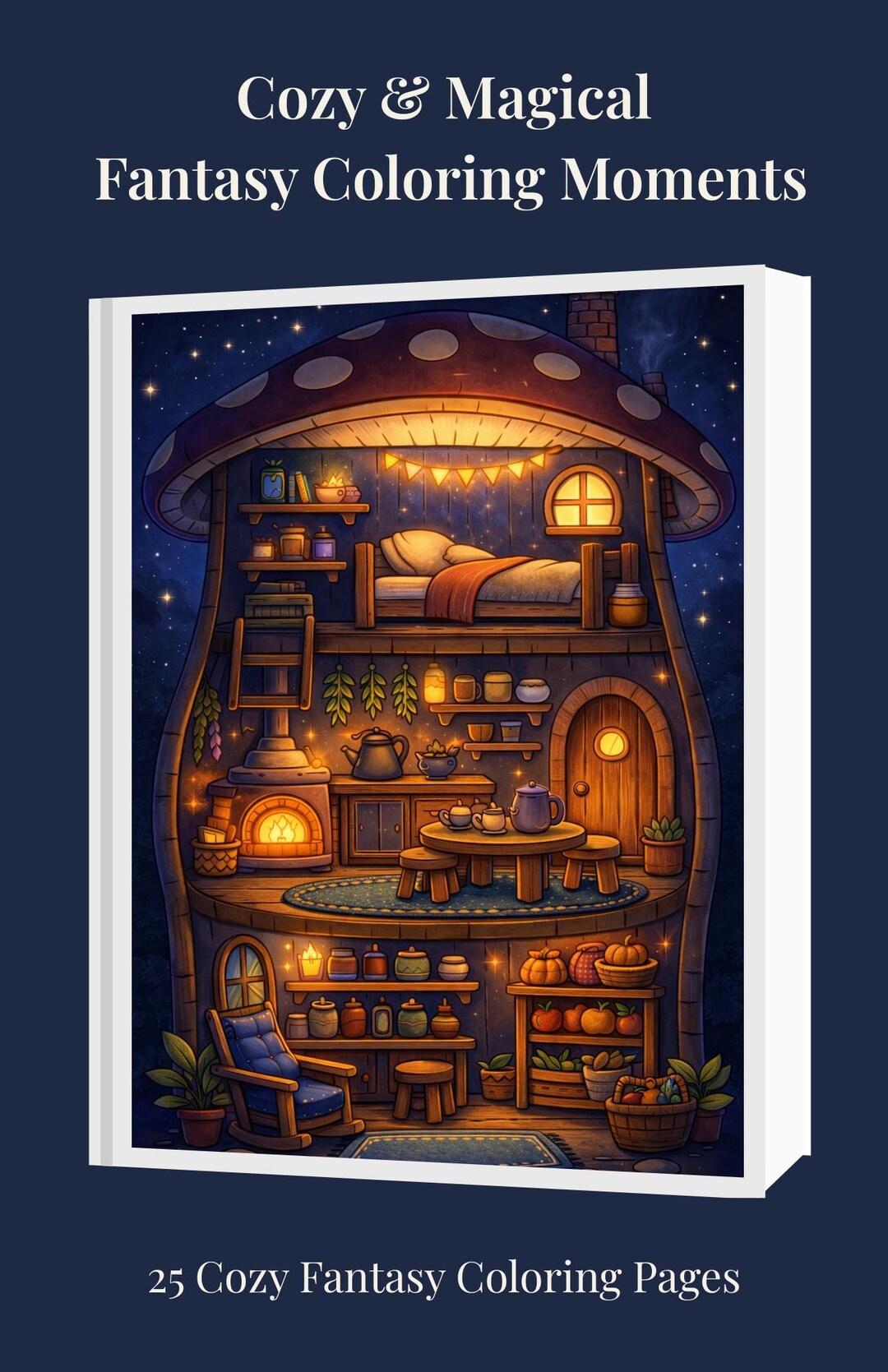 Cozy Fantasy Coloring Book – Magical Cottagecore Scenes, Printable PDF ...