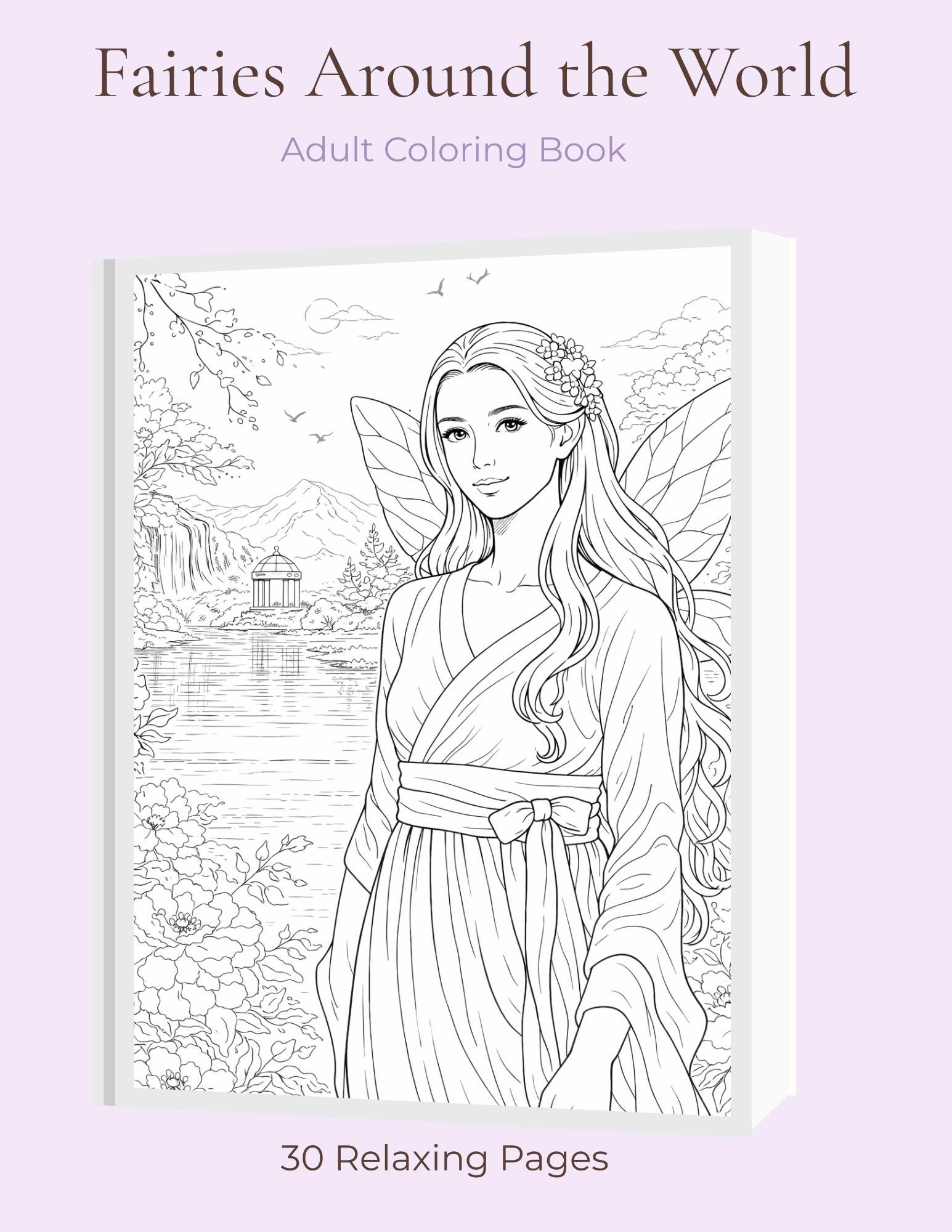 Fairy Coloring Book Printable PDF 30 Pages Fantasy Relaxation Adult - Etsy
