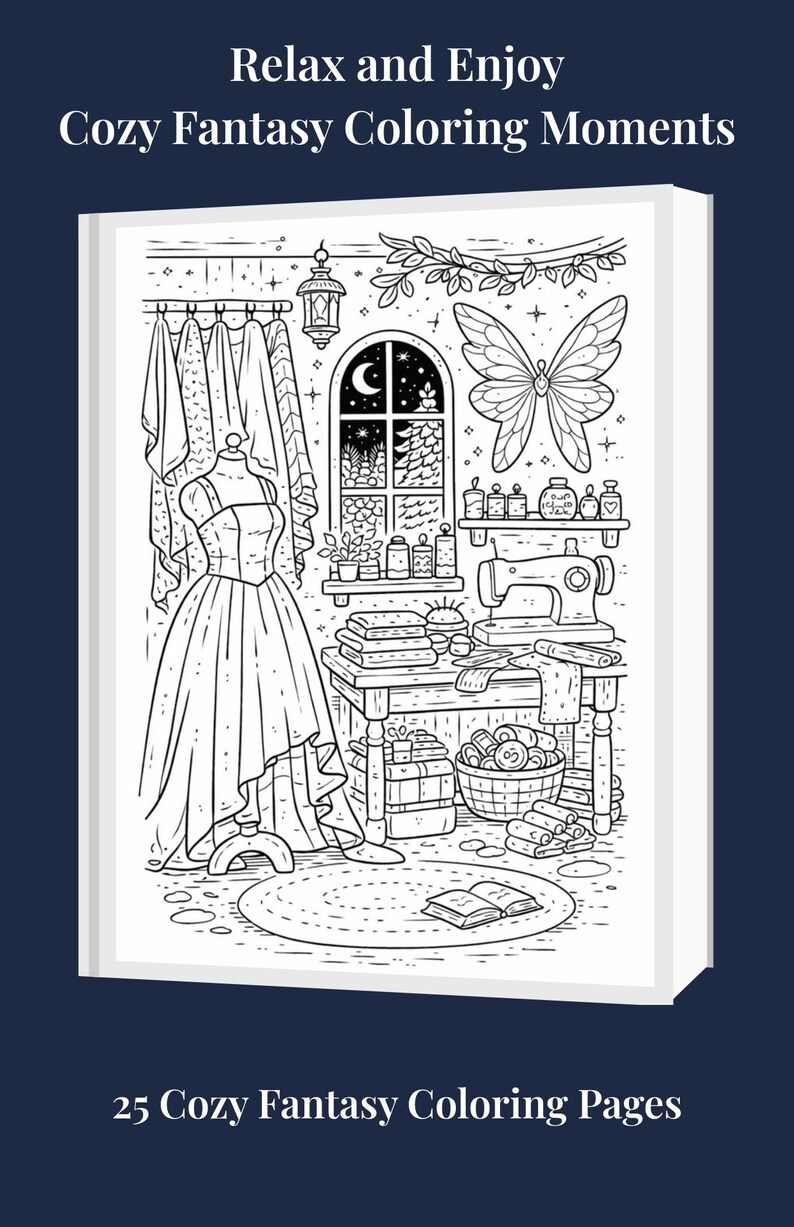 Cozy Fantasy Coloring Book – Magical Cottagecore Scenes, Printable PDF ...