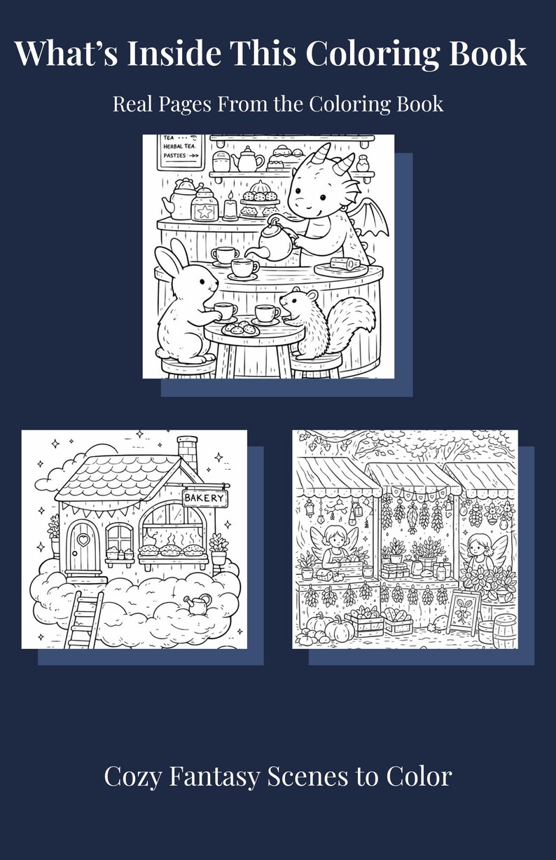 Cozy Fantasy Coloring Book – Magical Cottagecore Scenes, Printable PDF ...