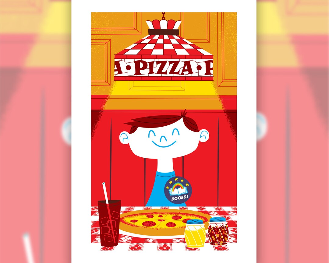Reading/pizza Party Boy - Etsy