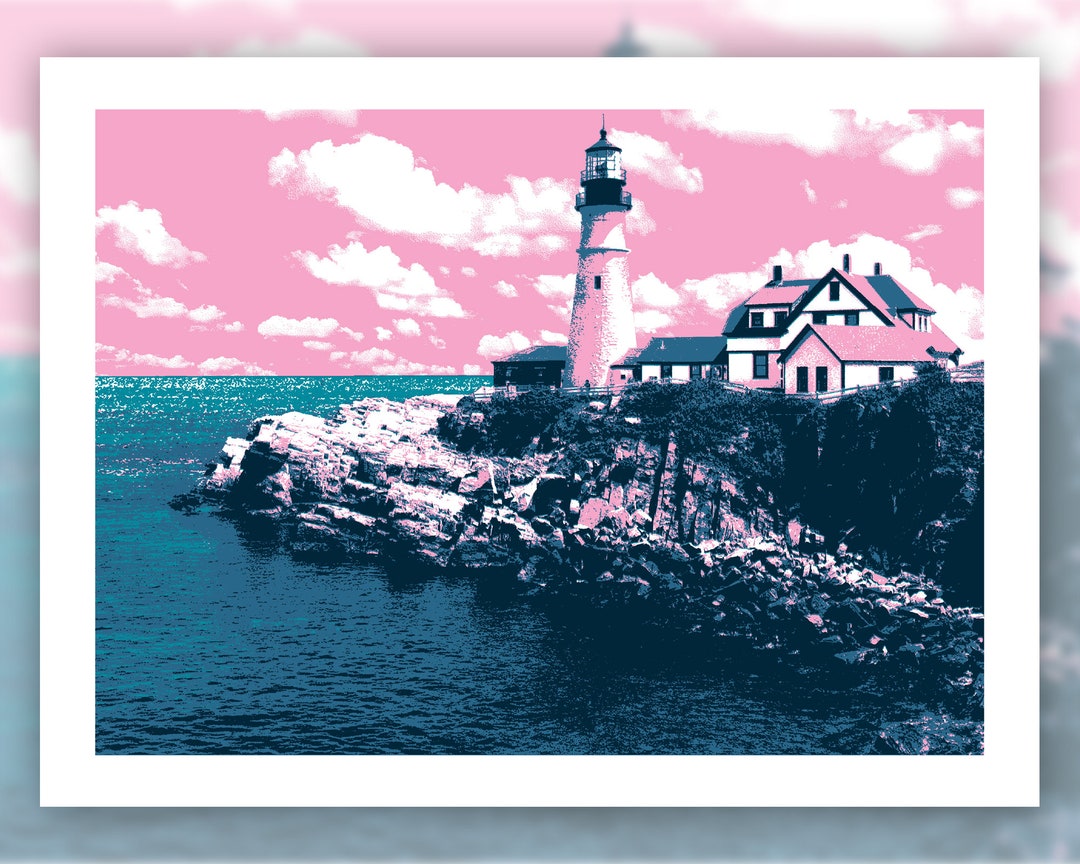 Portland Head Lighthouse Screen Print - Etsy
