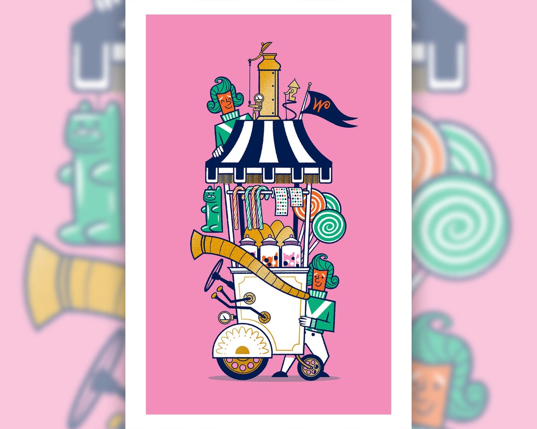 Wonka Candy Cart Screen Print Poster - Etsy