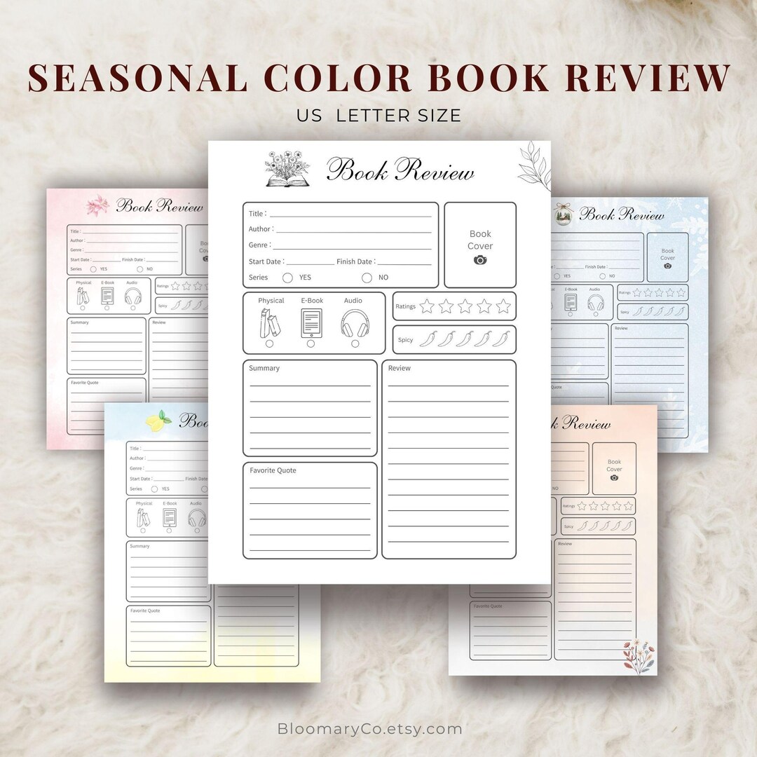 Seasonal Book Review Template Set | Reading Journal (printable Download ...