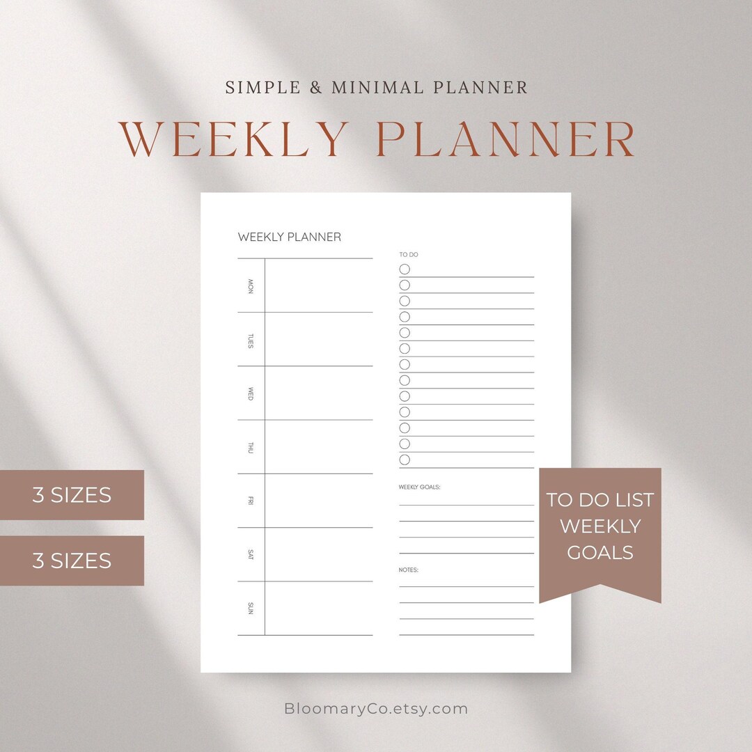 Printable Weekly Planner PDF for Busy People Minimalist Weekly Schedule ...