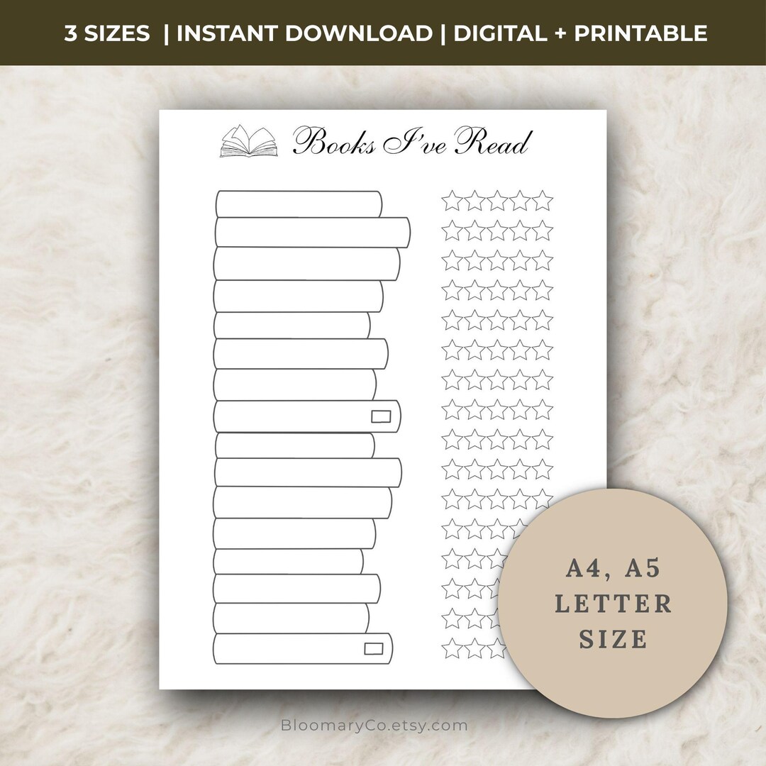 Books Read Tracker Printable: Minimalist Reading Log (A4, A5, Letter ...