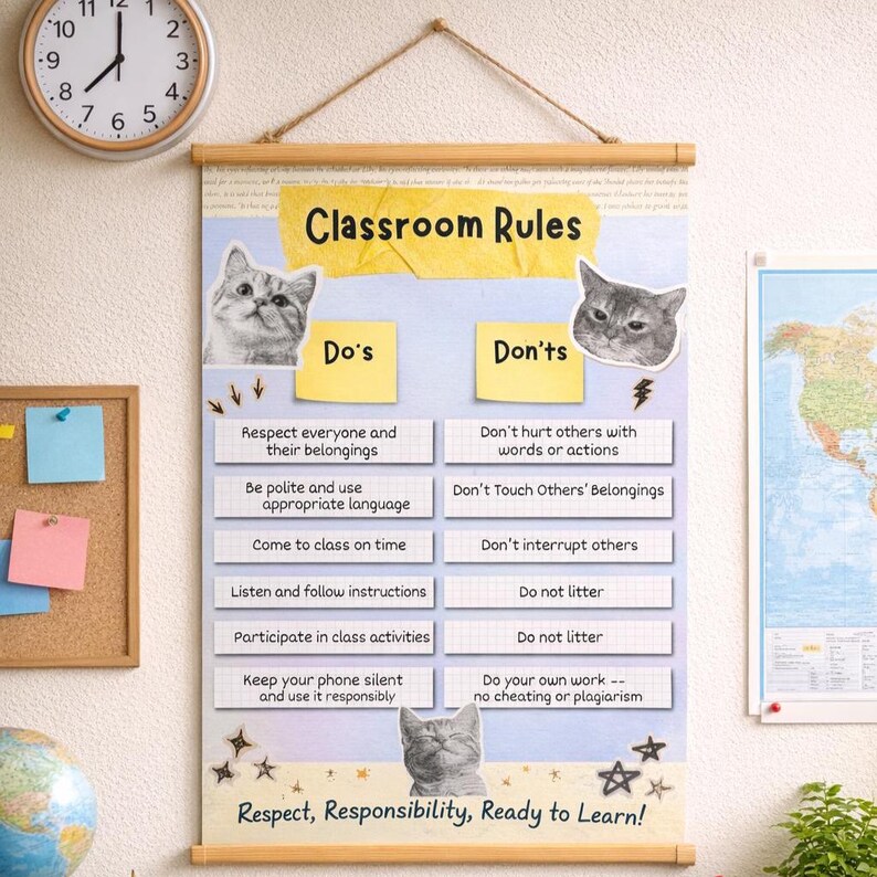 Middle School Classroom Rules Poster | Classroom Decor for Teachers ...