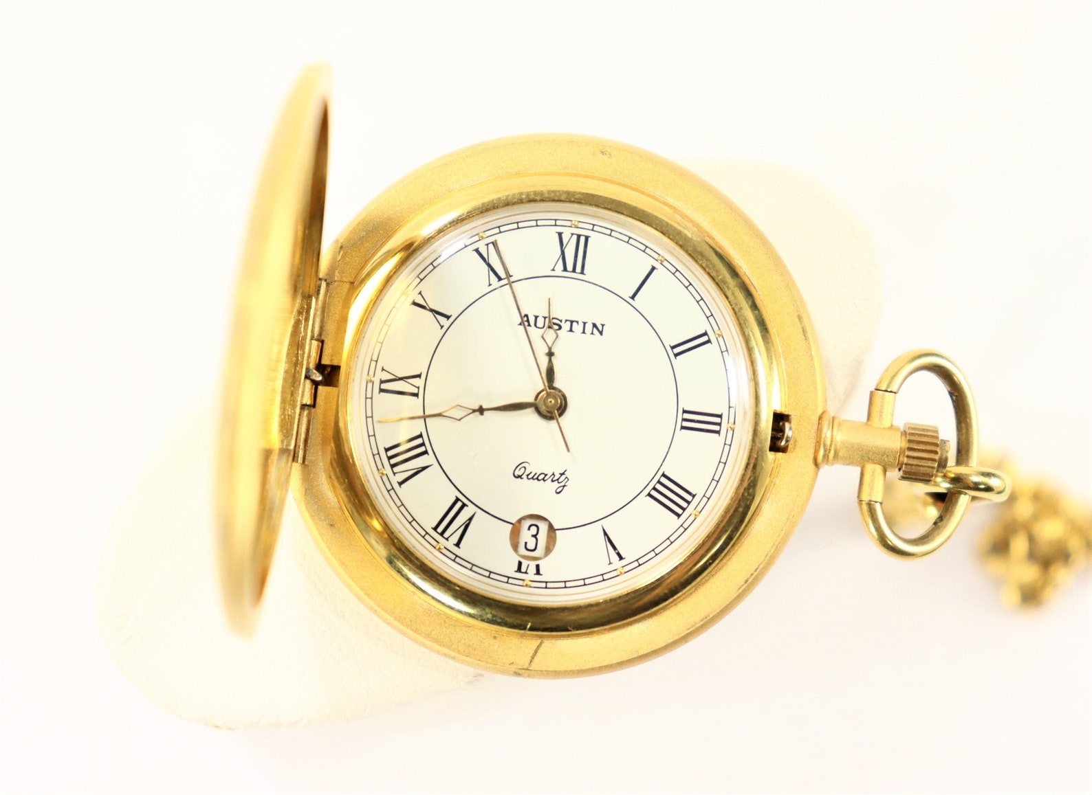 Austin Gold Plated Pocket Watch With Date and Chain Vintage Brand New ...