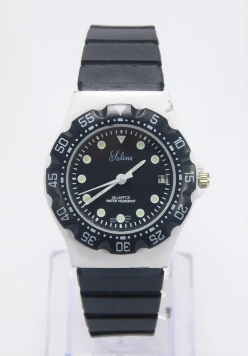 Solina Unisex Sports Watch Black & White Unisex 1990's - Etsy