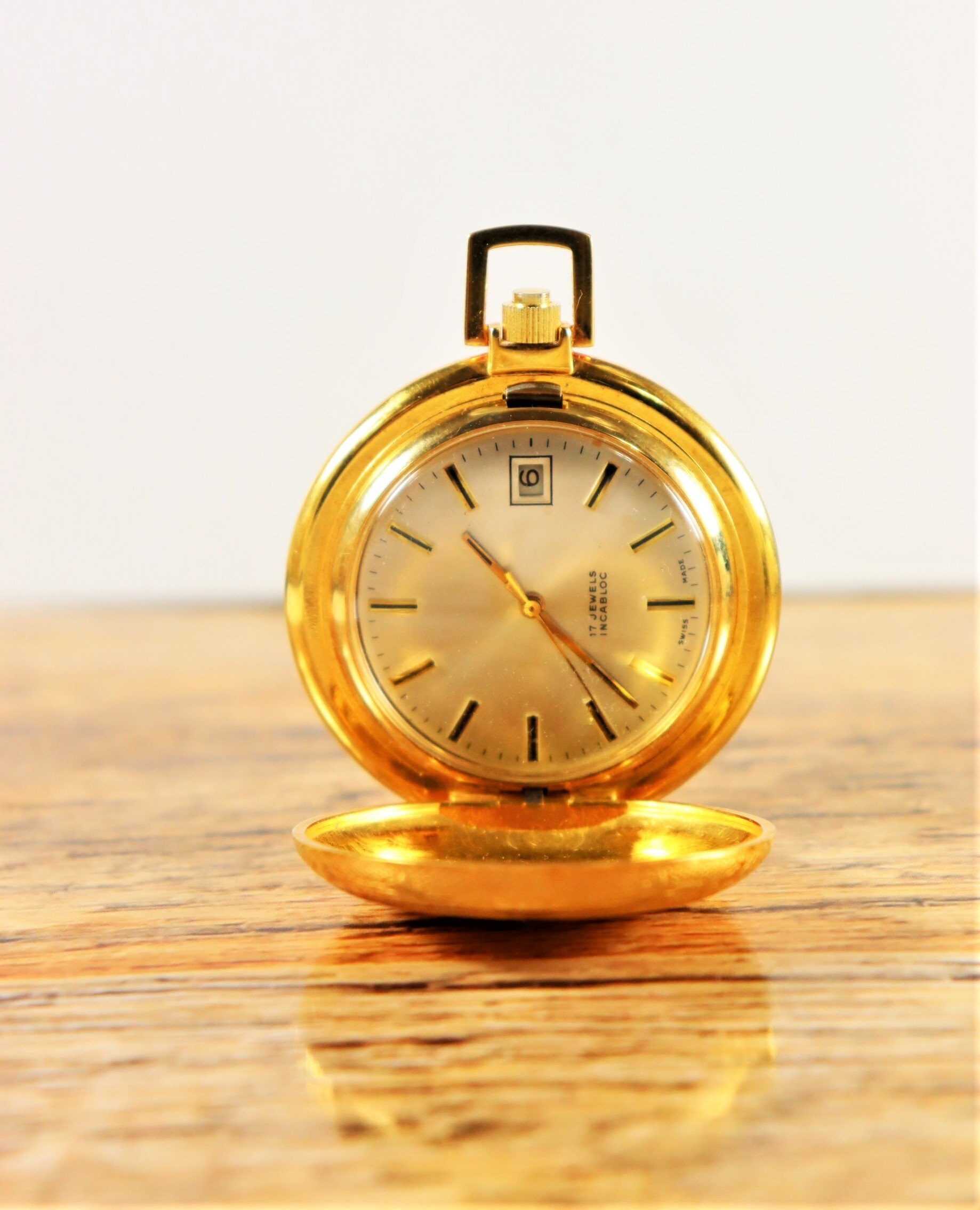 Swiss Made by Evaco SA Gold Plated Mechanical Wind up Pocket Watch 1970 ...