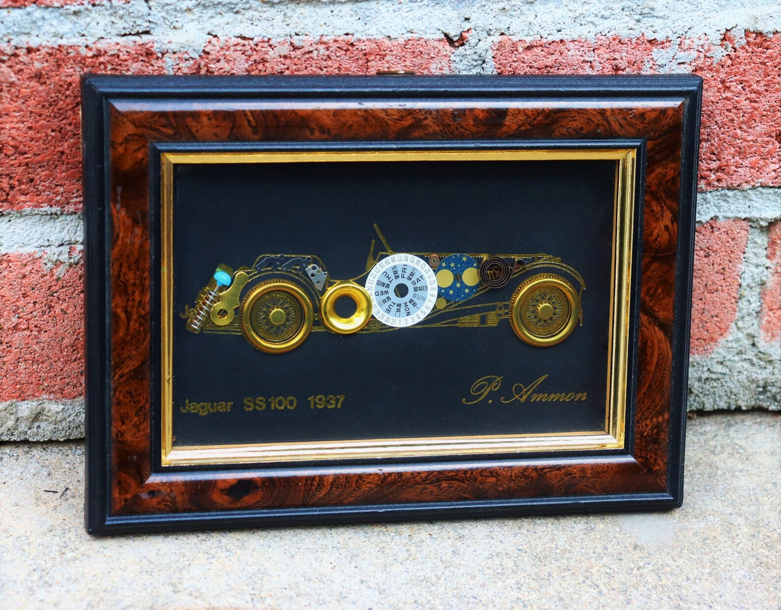 P. Ammon Horological Collage Art Made From Watch Parts Jaguar SS100 ...